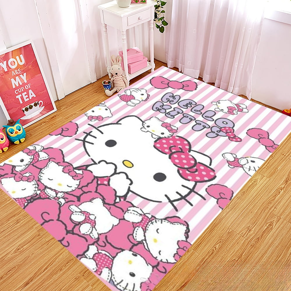 Hello Kitty Inspired Aesthetic Rug Playful Pink Carpet for Bedroom Teen ...