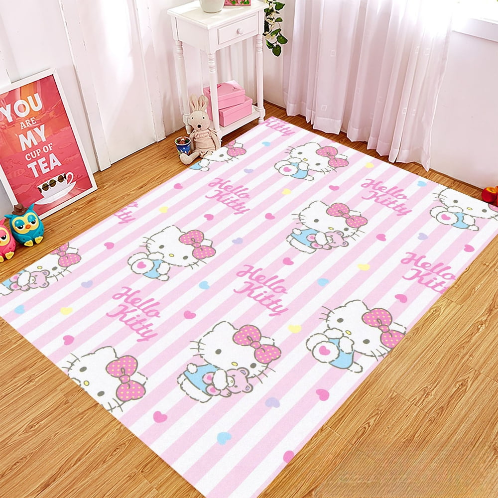 Hello Kitty Inspired Aesthetic Rug Playful Pink Carpet for Bedroom Teen ...