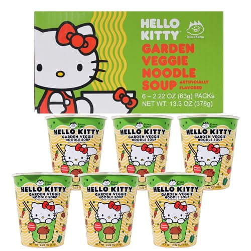 Hello Kitty Instant Ramen Noodle Cup, 6 Pack, Veggie Garden Flavor ...