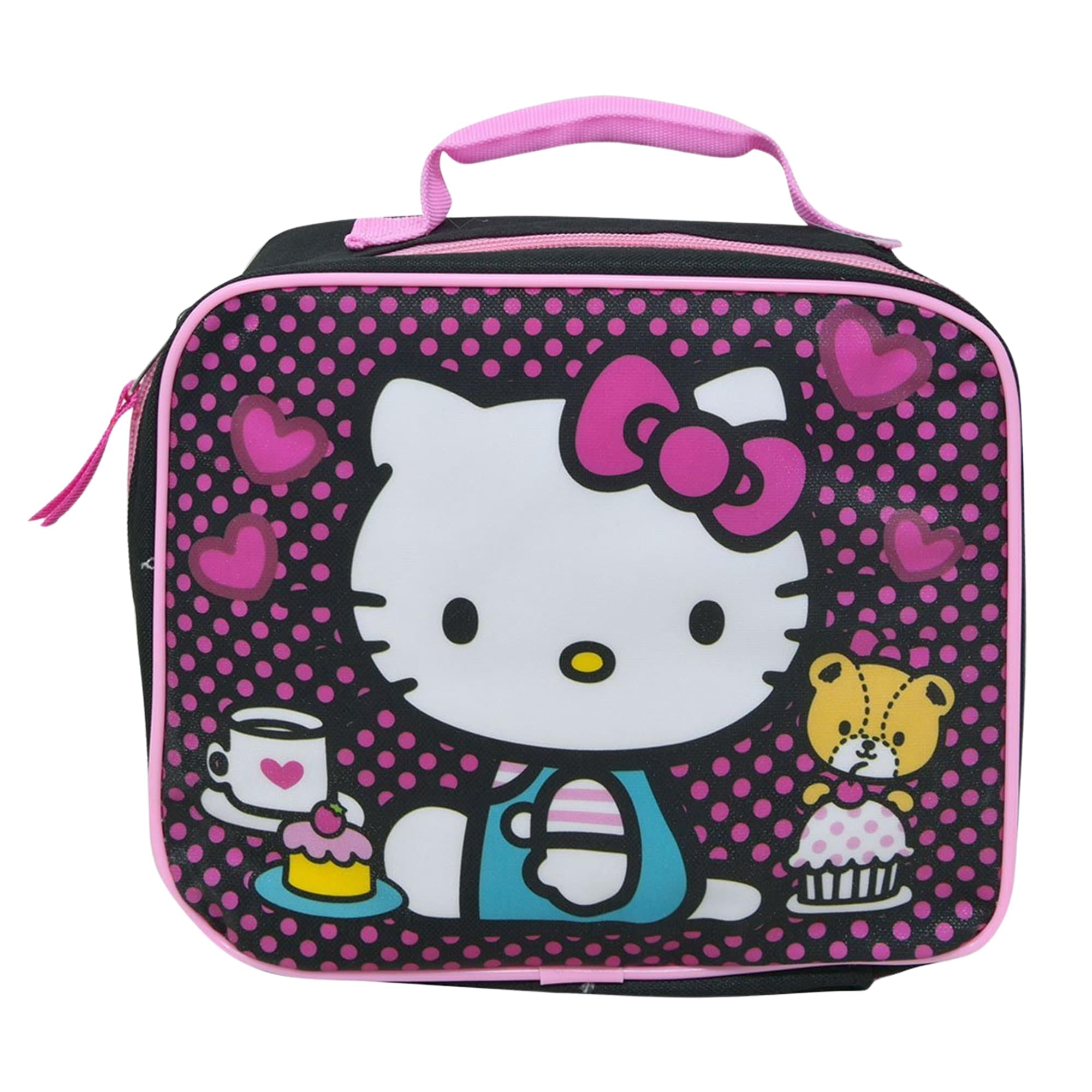 Hello Kitty Insulated Lunch Bag Cupcakes Hearts Pink Black - Walmart.com