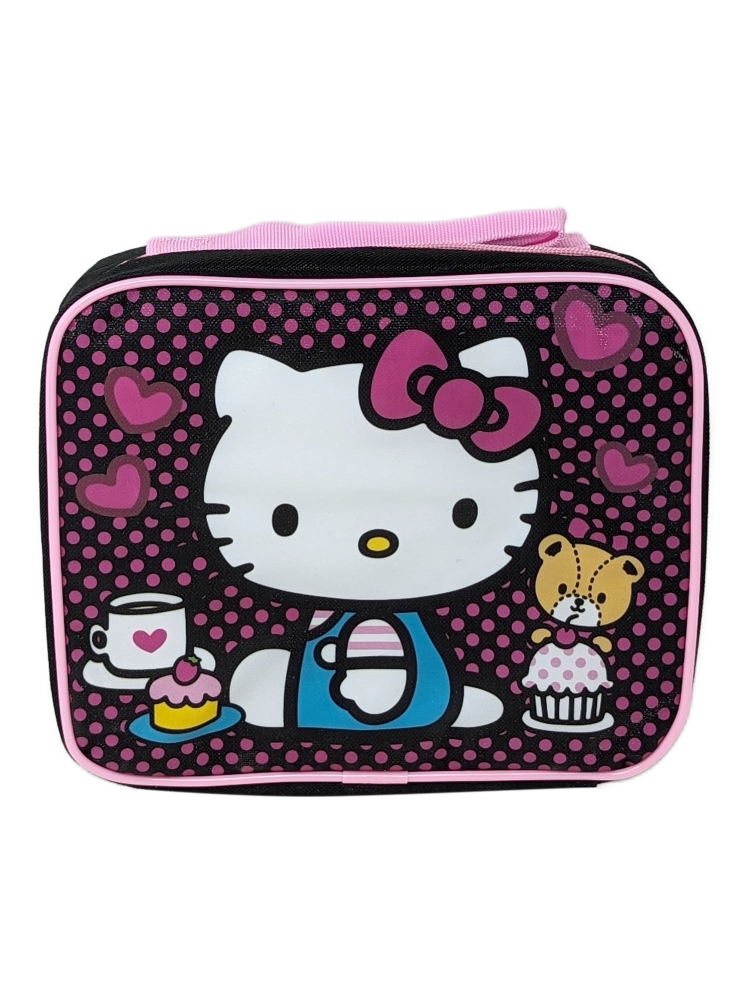 Hello Kitty Insulated Lunch Bag Cupcakes Hearts Pink Black - Walmart.com