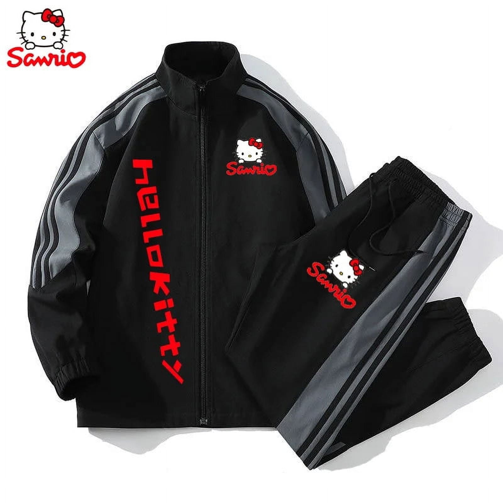 Hello Kitty Jacket Pants Sanrio Kawaii Biker Punching Cartoon Female ...