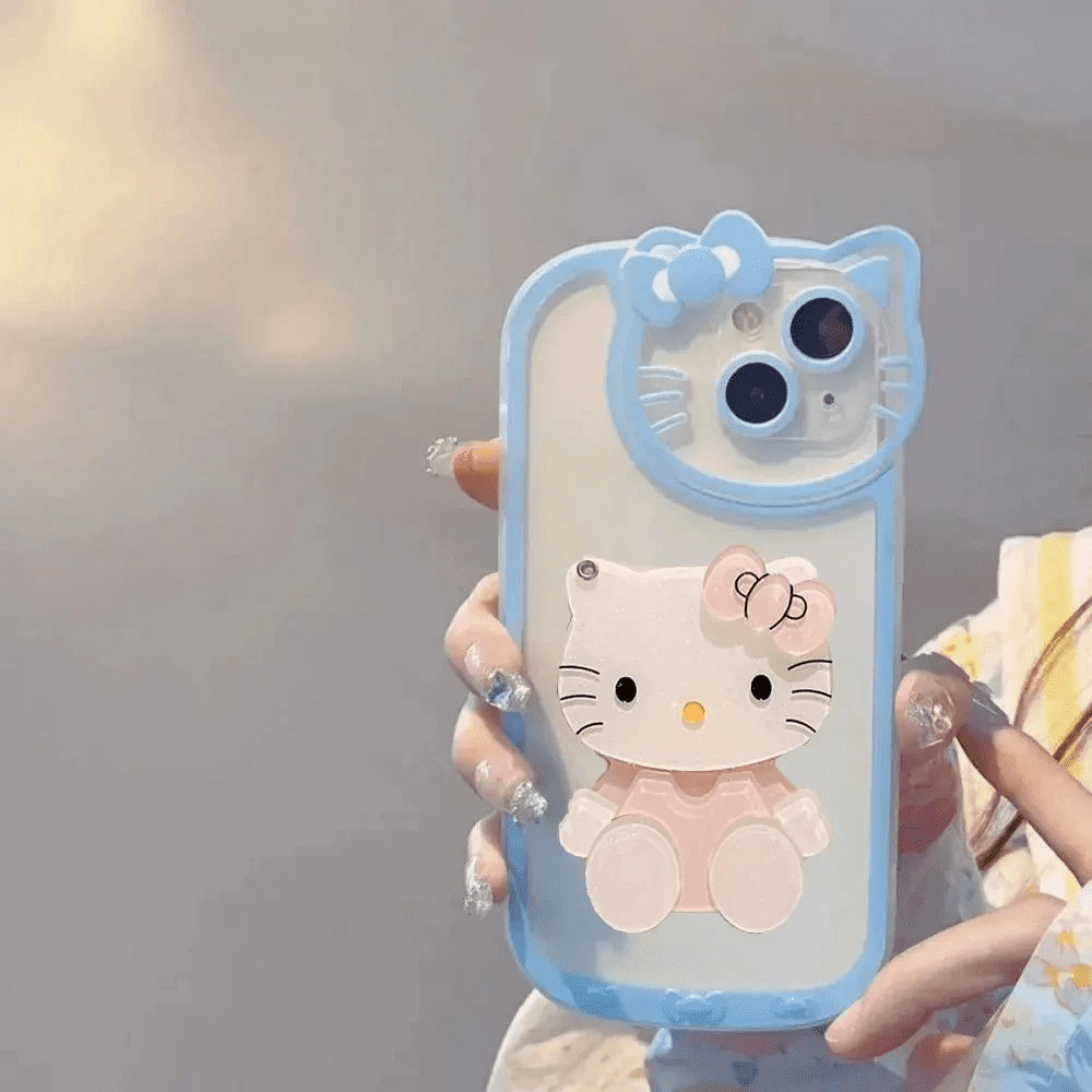 Hello Kitty Kawaii 3D Mirror Cartoon Phone Case For iPhone 16 15 14 13 ...