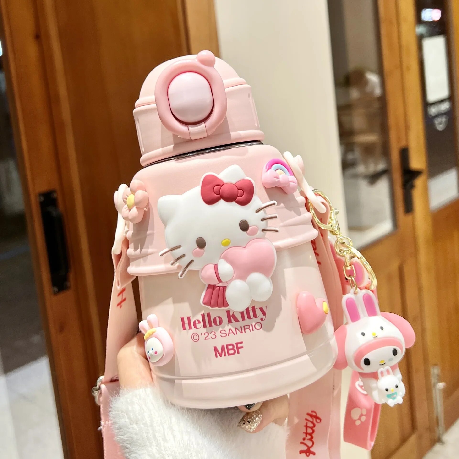 Hello Kitty Kawaii Children Thermos Cup Primary Students Go To School ...