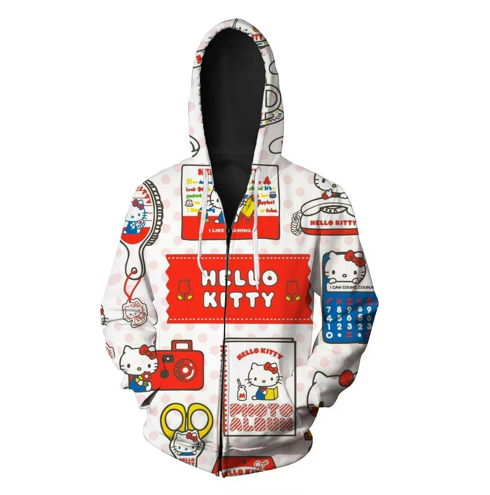 Hello Kitty Kawaii Coat Girls Cute 3d Print Beautiful Zipper Hoodie ...