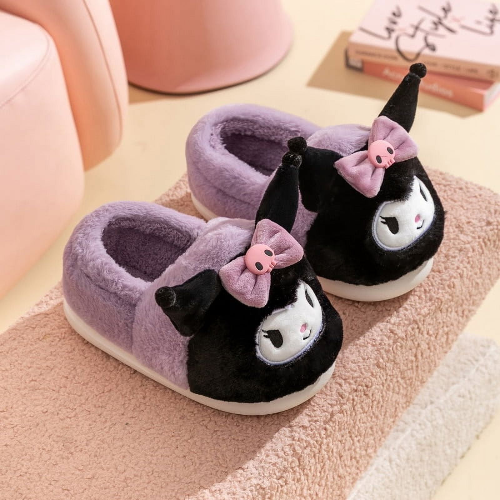 Hello Kitty Kawaii Plush Slippers Sanrio Anime Kuromi Cinnamoroll ...