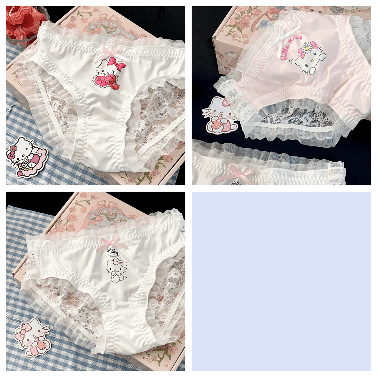 Hello Kitty Kawaii Sexy Cute Lace Transparent Sweet Love Printed Women ...