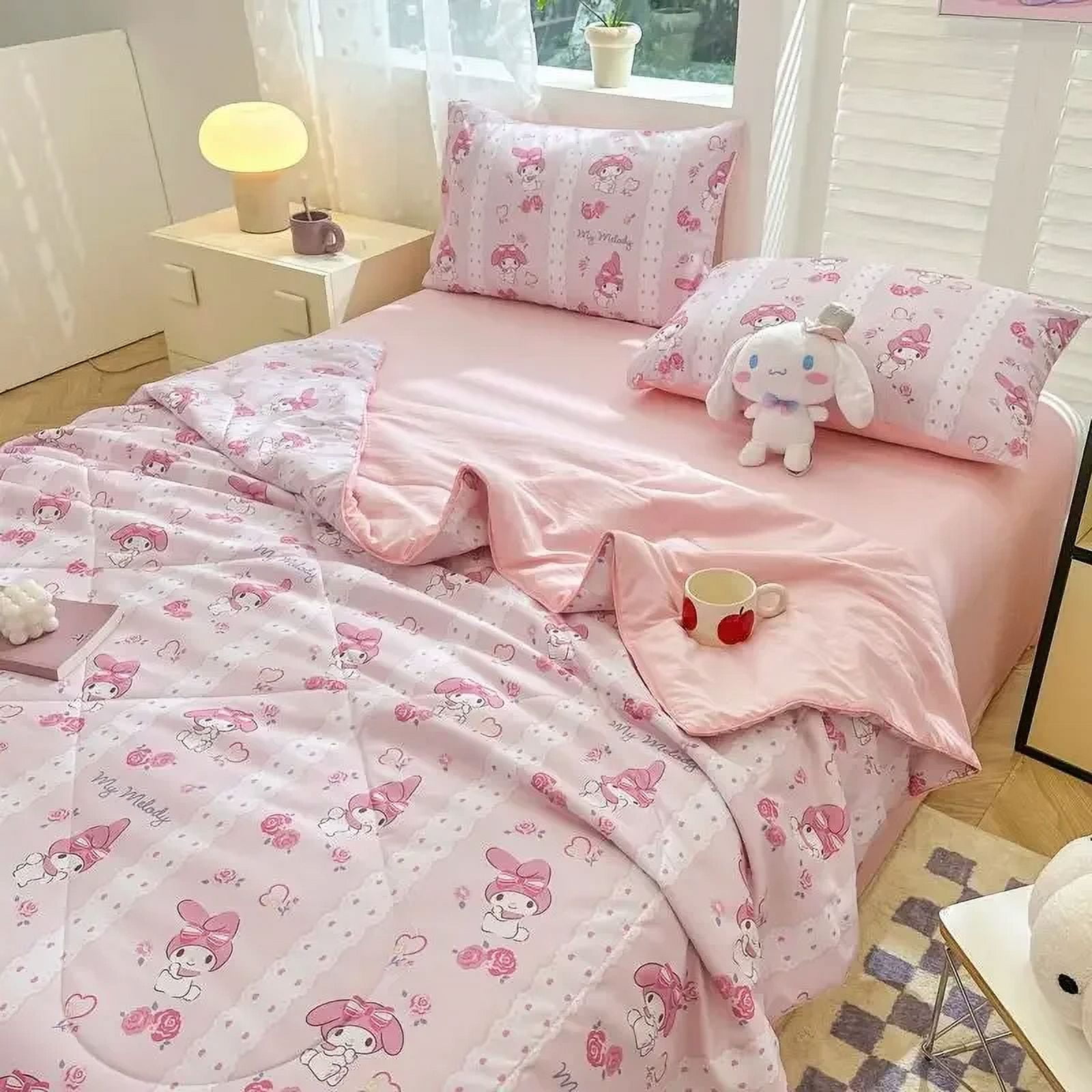 Hello Kitty Kawaii Summer Quilt Anime Cartoon Bedding Quilt Cover ...