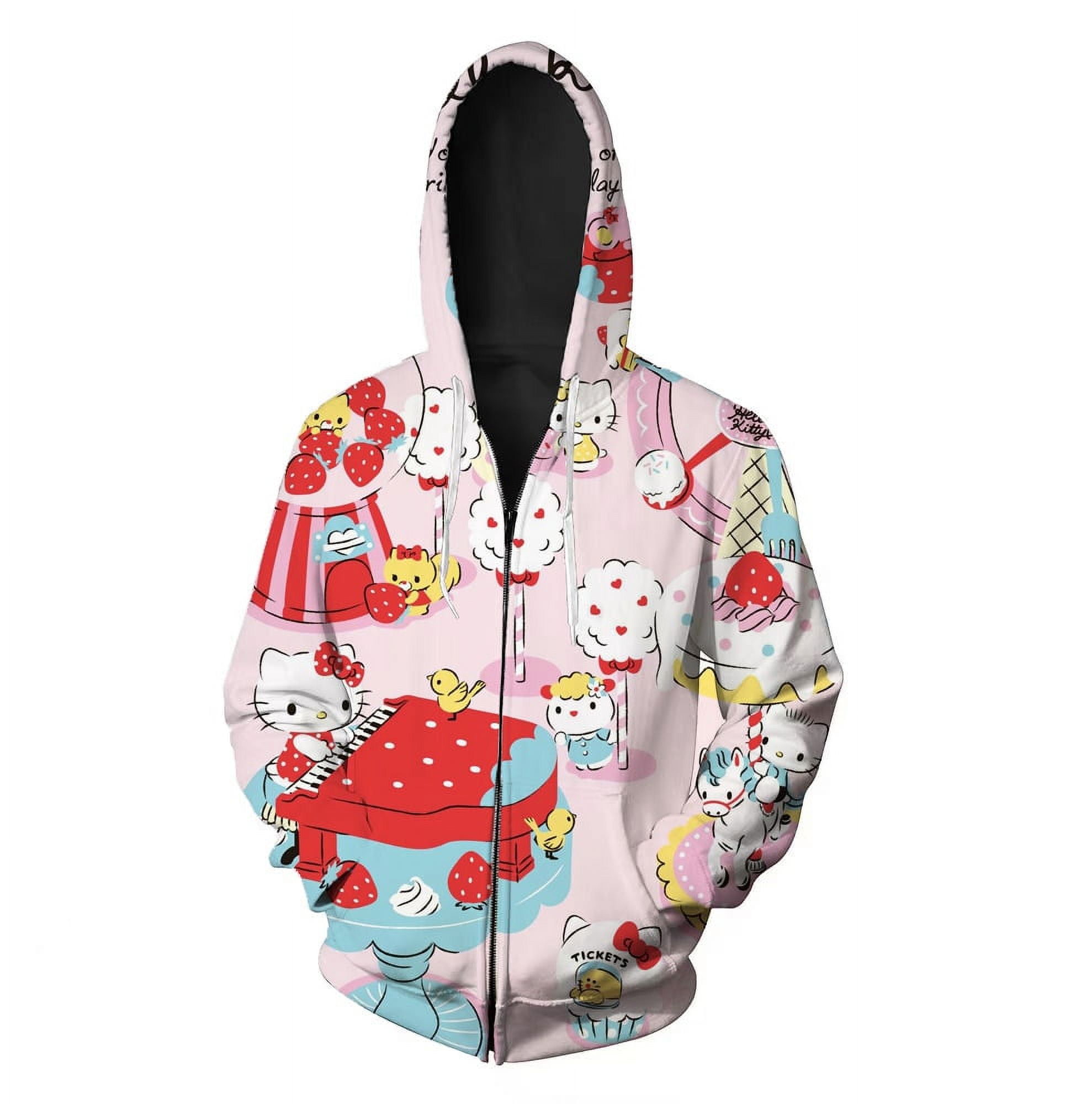 Hello Kitty Kawaii coat girls cute 3d print beautiful zipper hoodie ...