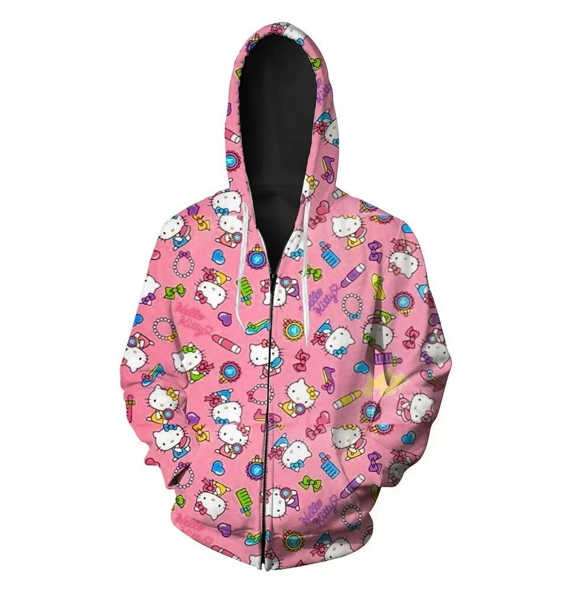 Hello Kitty Kawaii coat girls cute 3d print beautiful zipper hoodie ...