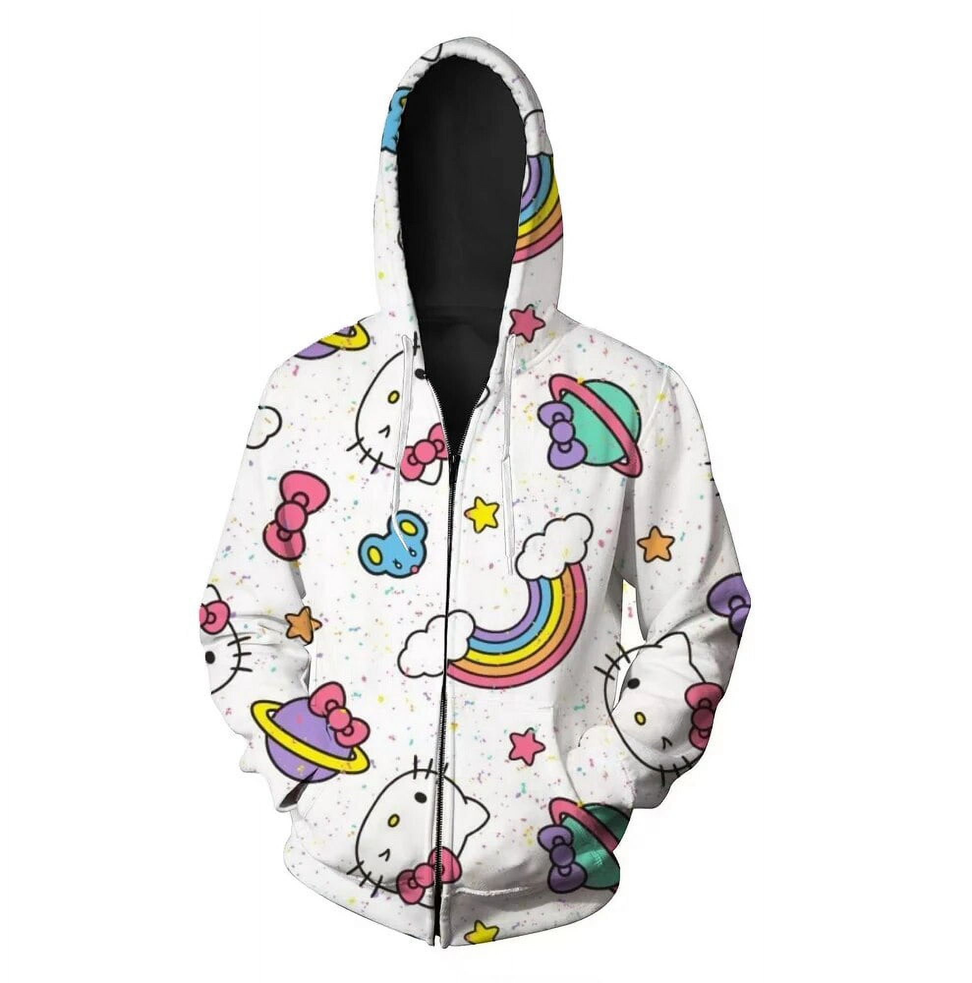 Hello Kitty Kawaii coat girls cute 3d print beautiful zipper hoodie ...
