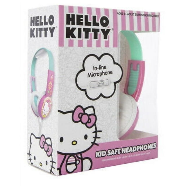 Hello Kitty Wired Kid Safe Headphones Pink/blue - Walmart.com