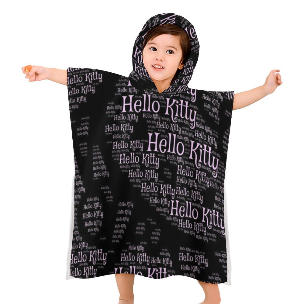 Hello Kitty Kids Beach Towels with Hood Soft Quick Dry Absorbent Hooded ...