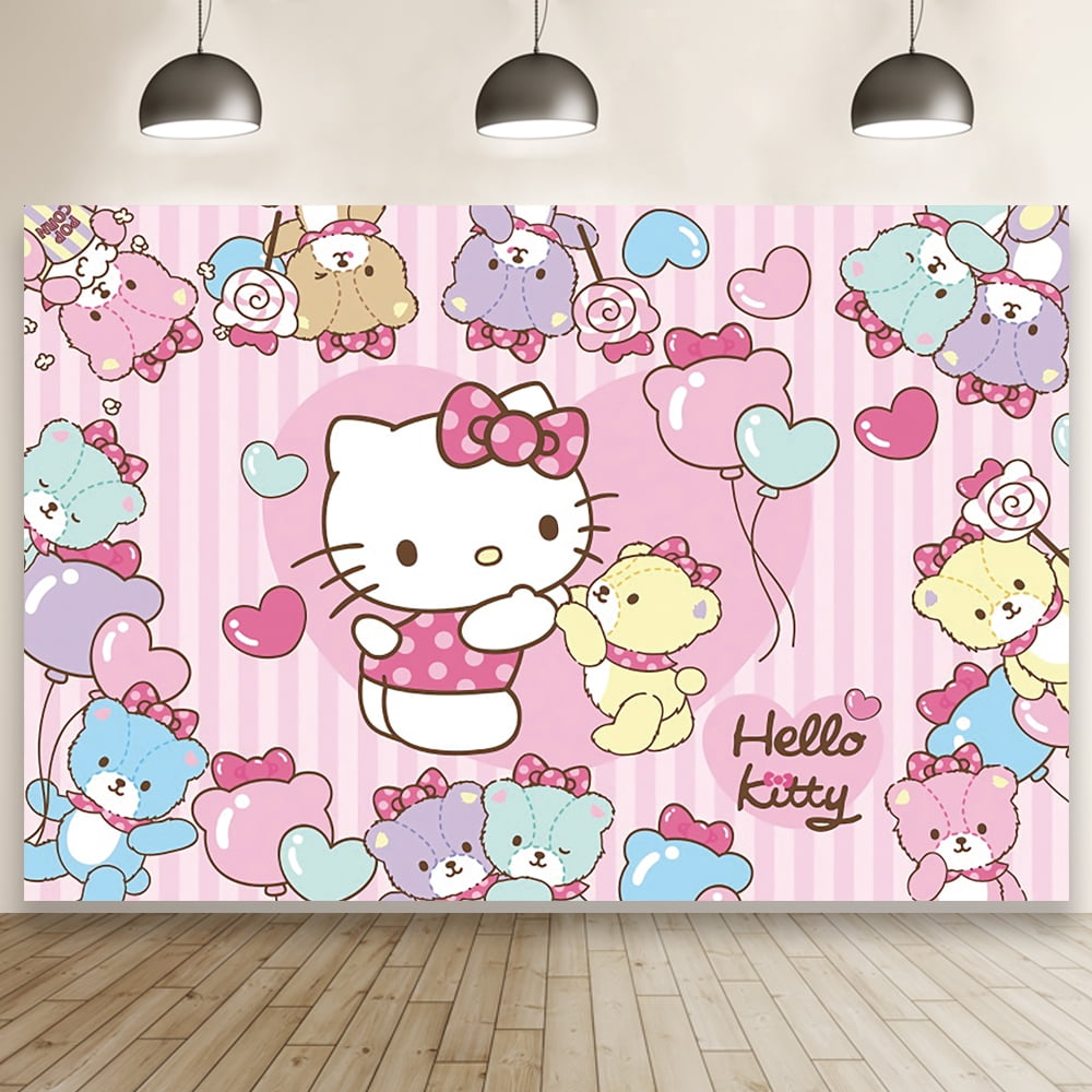 Hello Kitty Kids Birthday Backdrop Customized Photo Name Happy Birthday ...