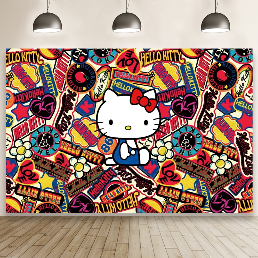 Hello Kitty Kids Birthday Backdrop Customized Photo Name Happy Birthday ...