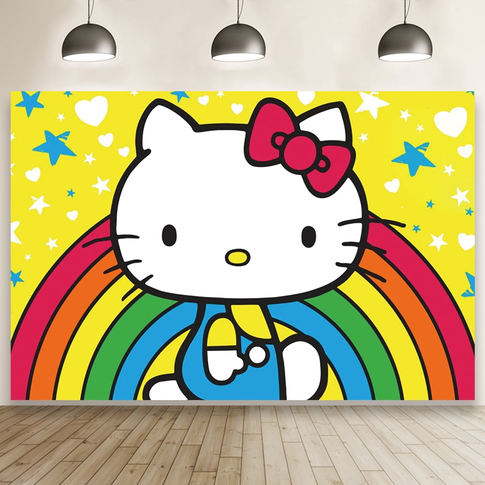 Hello Kitty Kids Birthday Backdrop Customized Photo Name Happy Birthday ...