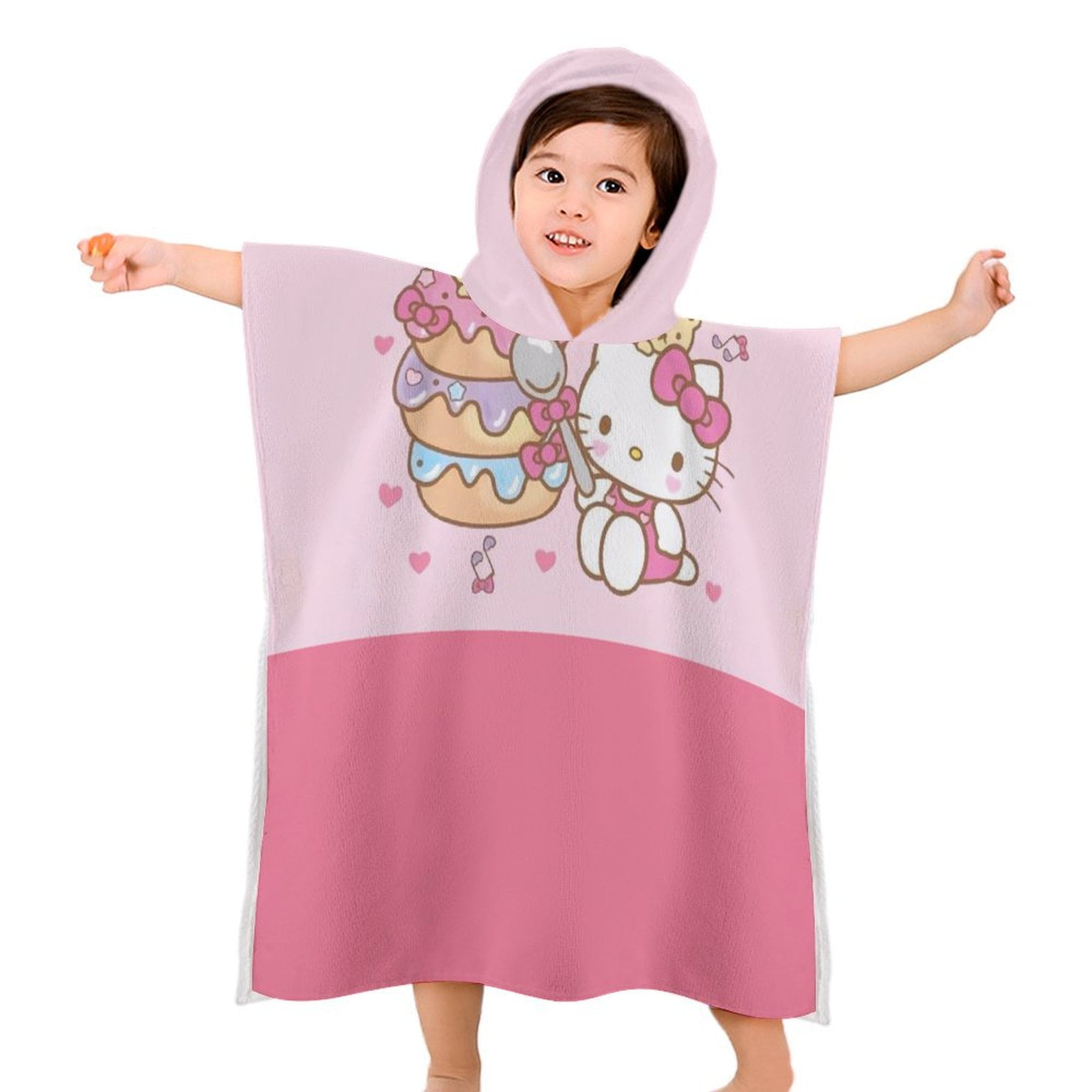 Hello Kitty Kids Hooded Towel Bathrobe Cartoon for Girl - Walmart.com