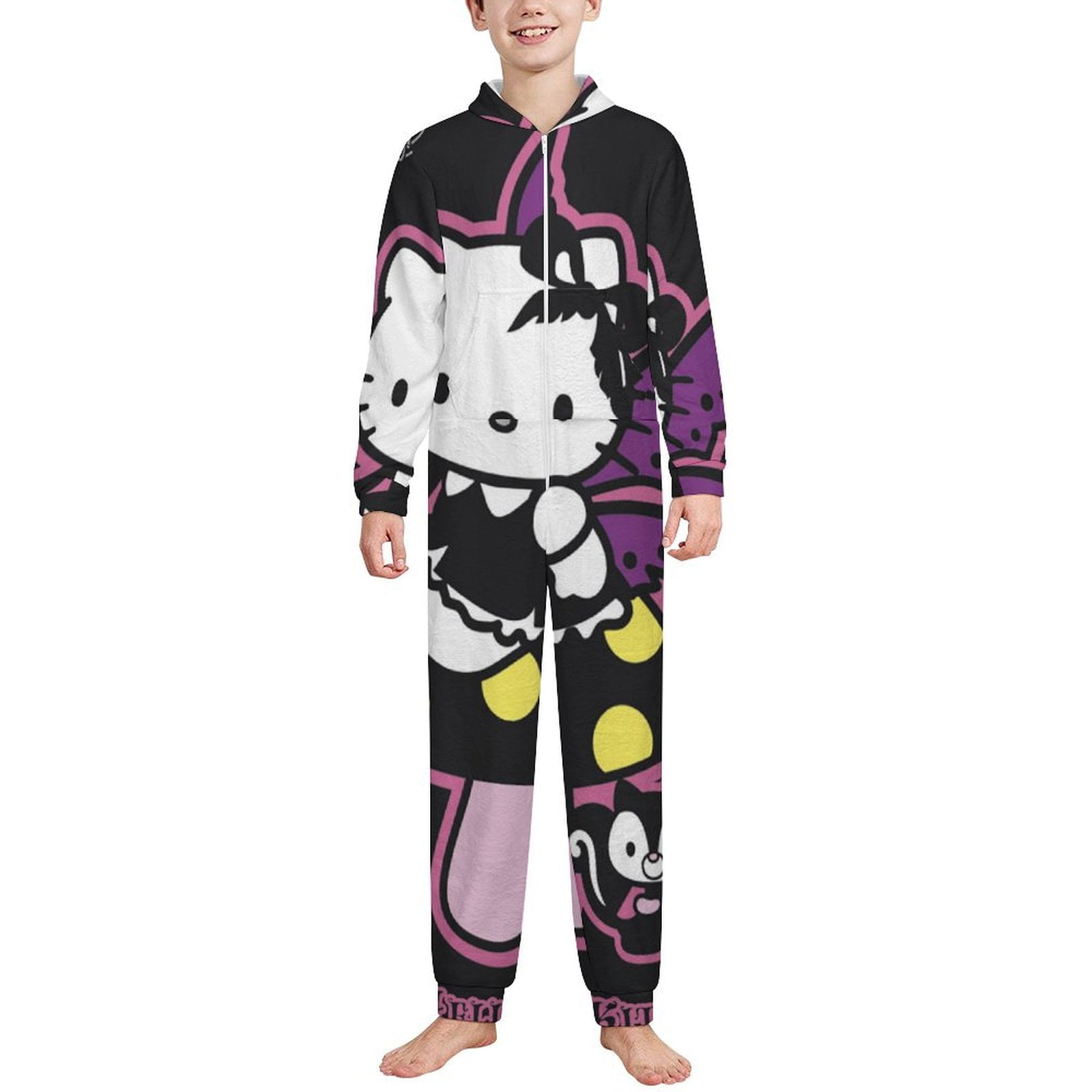 Hello Kitty Kids Hooded Union Suit Pajama Soft Comfy Kids PJs Sleepwear ...