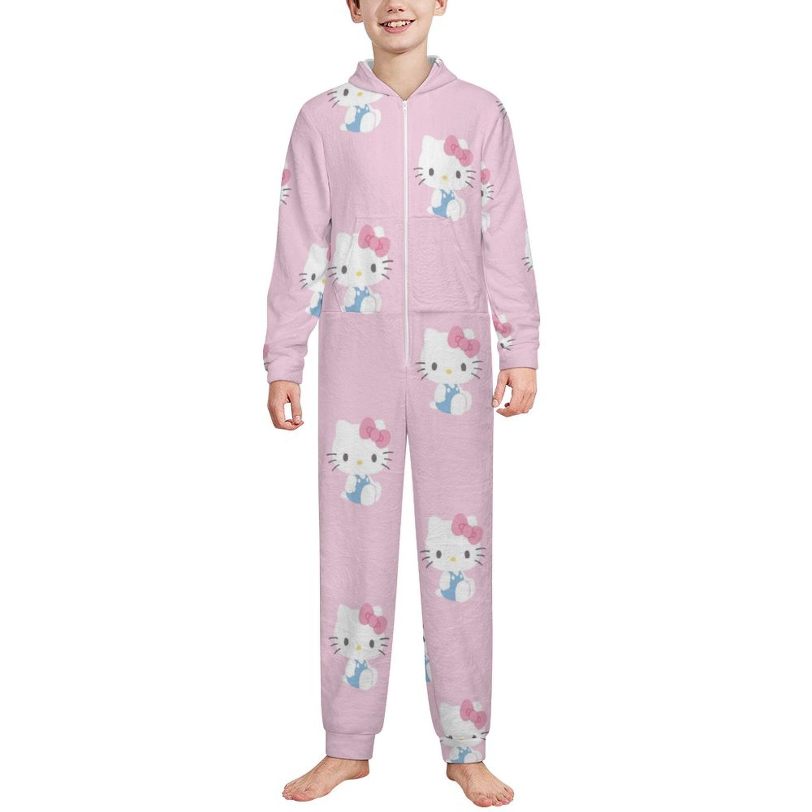 Hello Kitty Kids Hooded Union Suit Pajama Soft Comfy Kids PJs Sleepwear ...