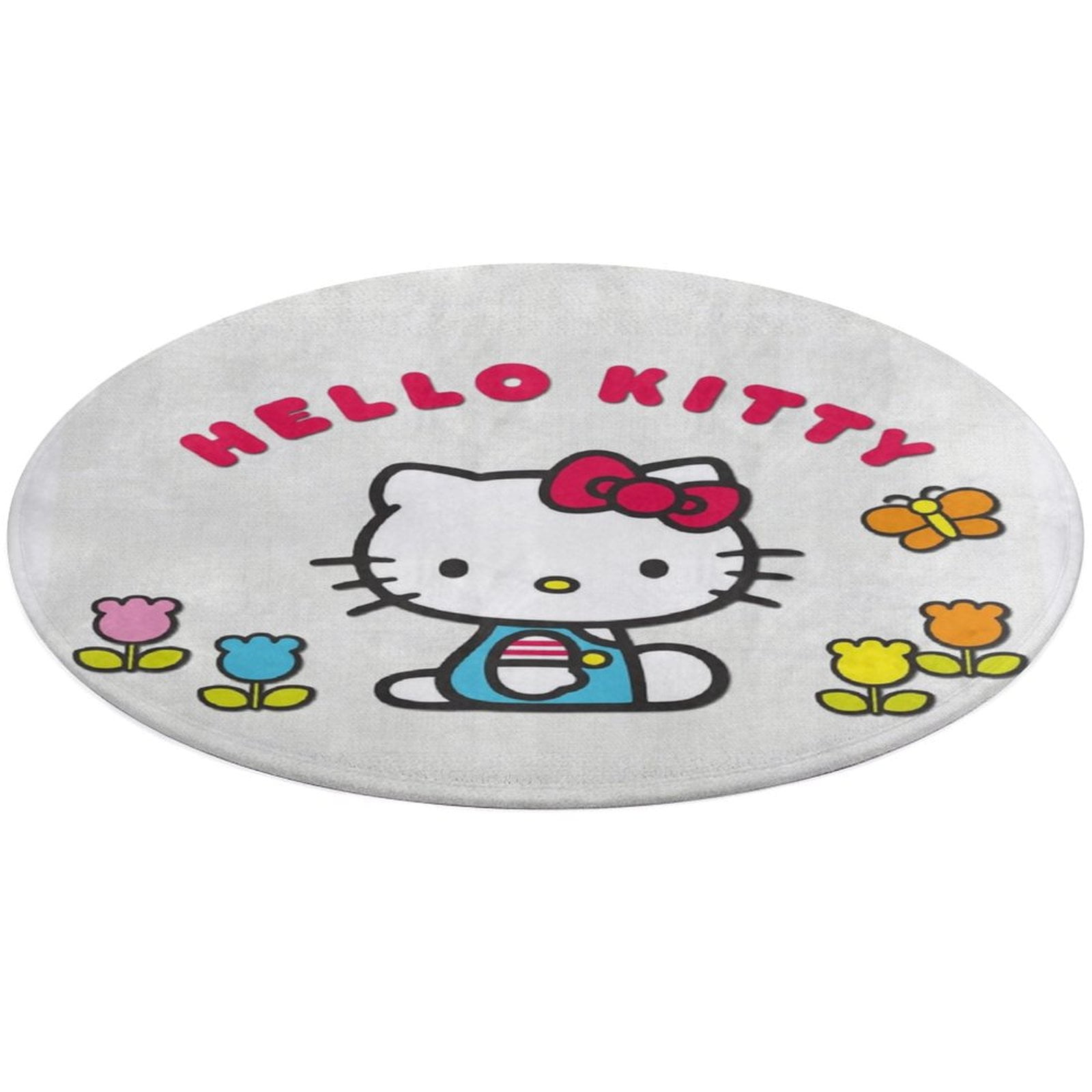 Hello Kitty Kids Room Non Slip Round Area Rugs Door Mat Flower ...