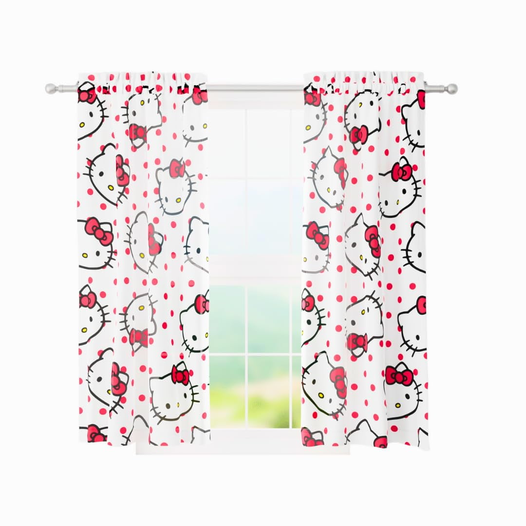 Hello Kitty Kids Room Window Curtains Drapes Set, 82 in x 63 in ...