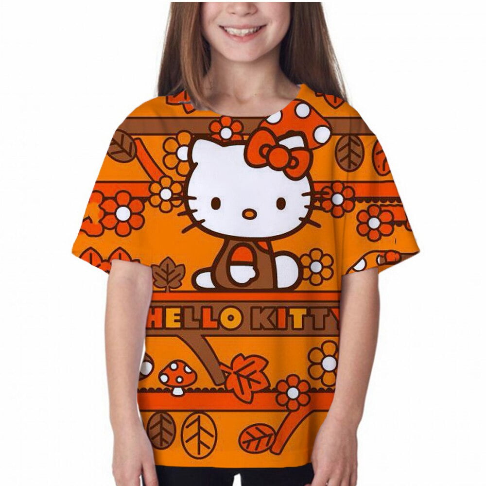 Hello Kitty Kids T-Shirt Cartoon Girls TShirt Short Sleeve Children ...