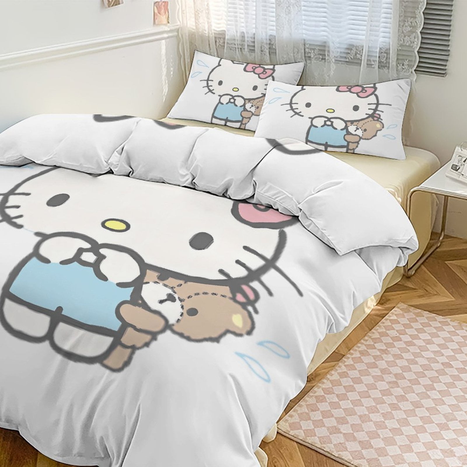 Hello Kitty Kids Bedding Set 3 Piece Set Cartoon Double-sided Printing ...