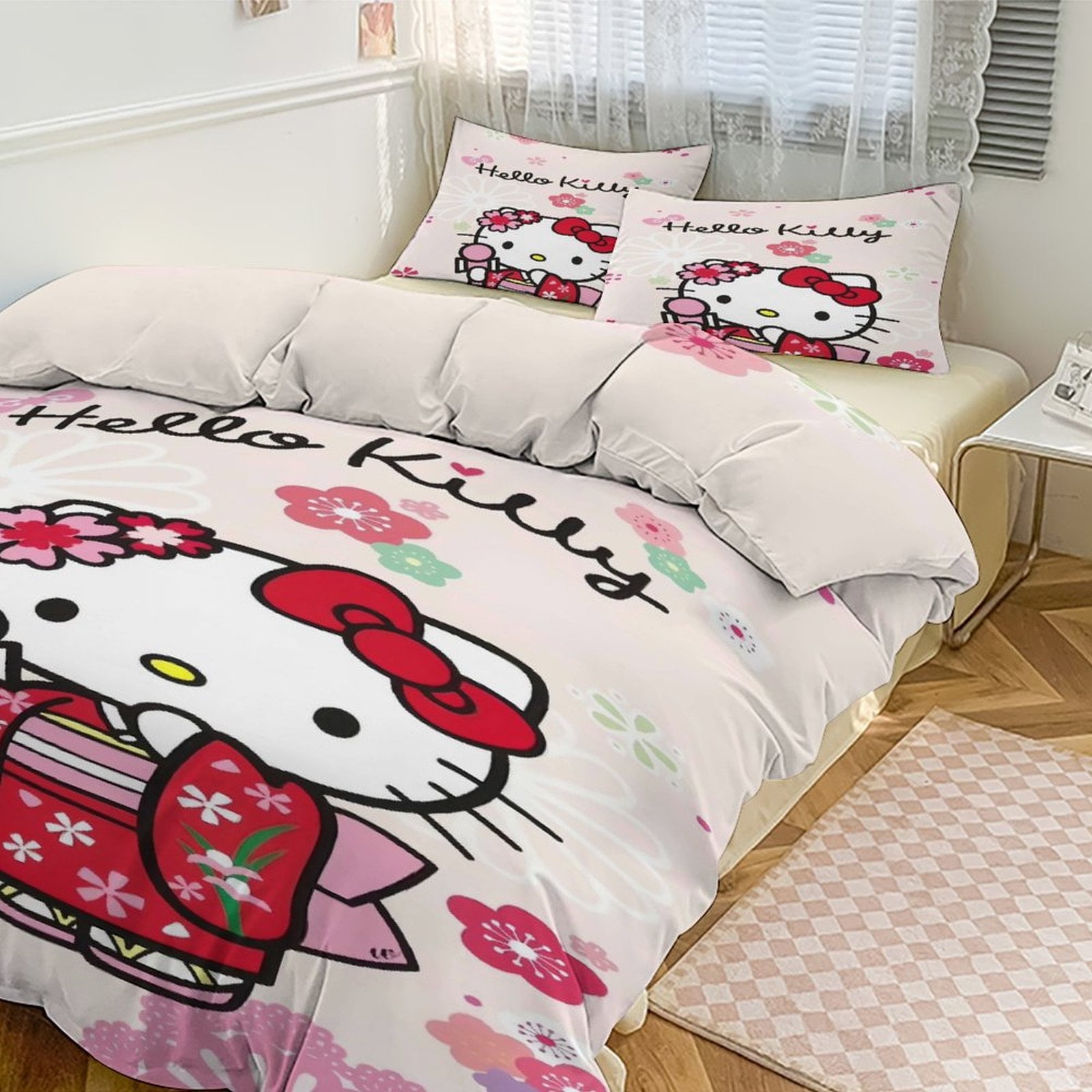 Hello Kitty Kids Bedding Set 3 Piece Set Cartoon Double-sided Printing ...
