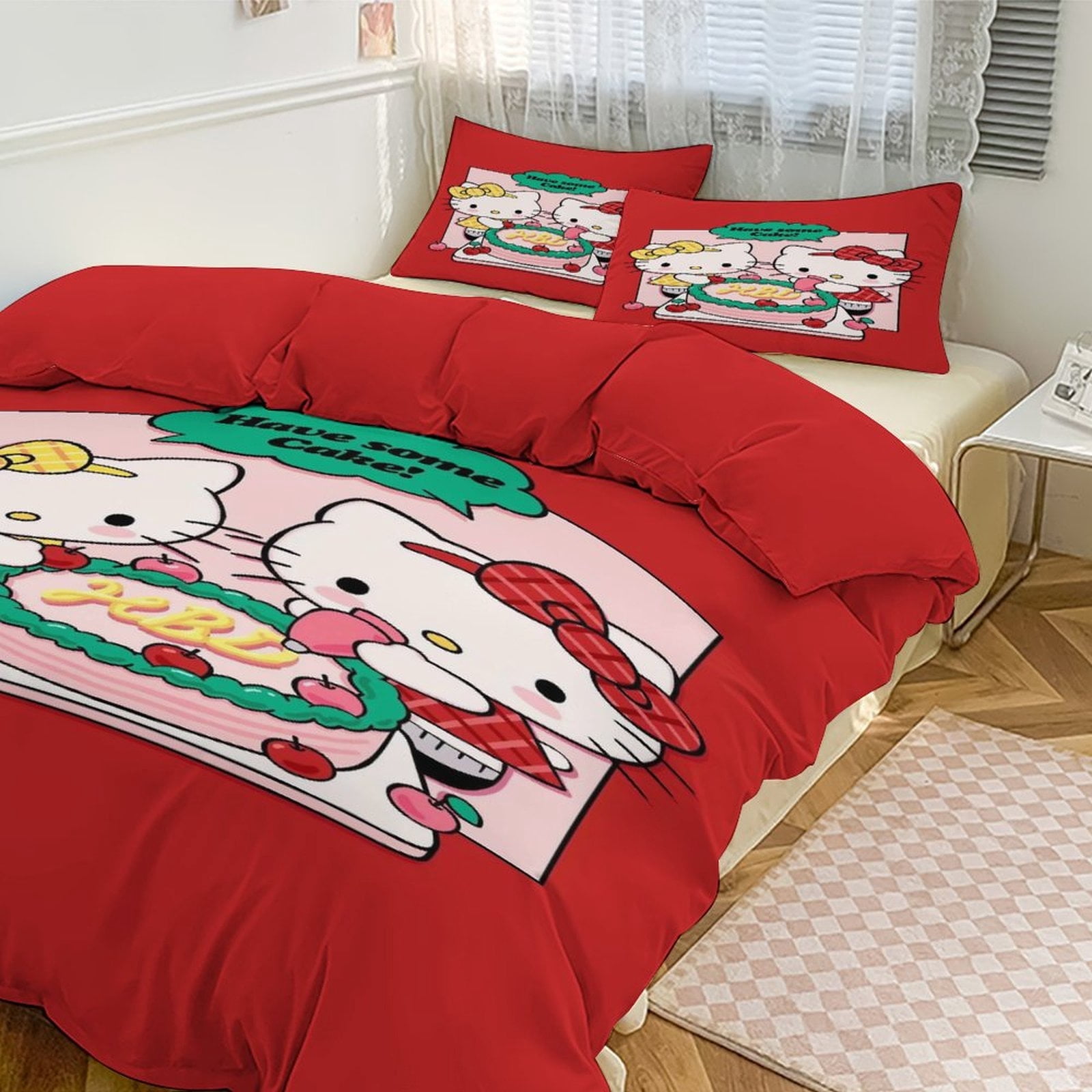 Hello Kitty Kids Bedding Set 3 Piece Set Cartoon Double-sided Printing ...