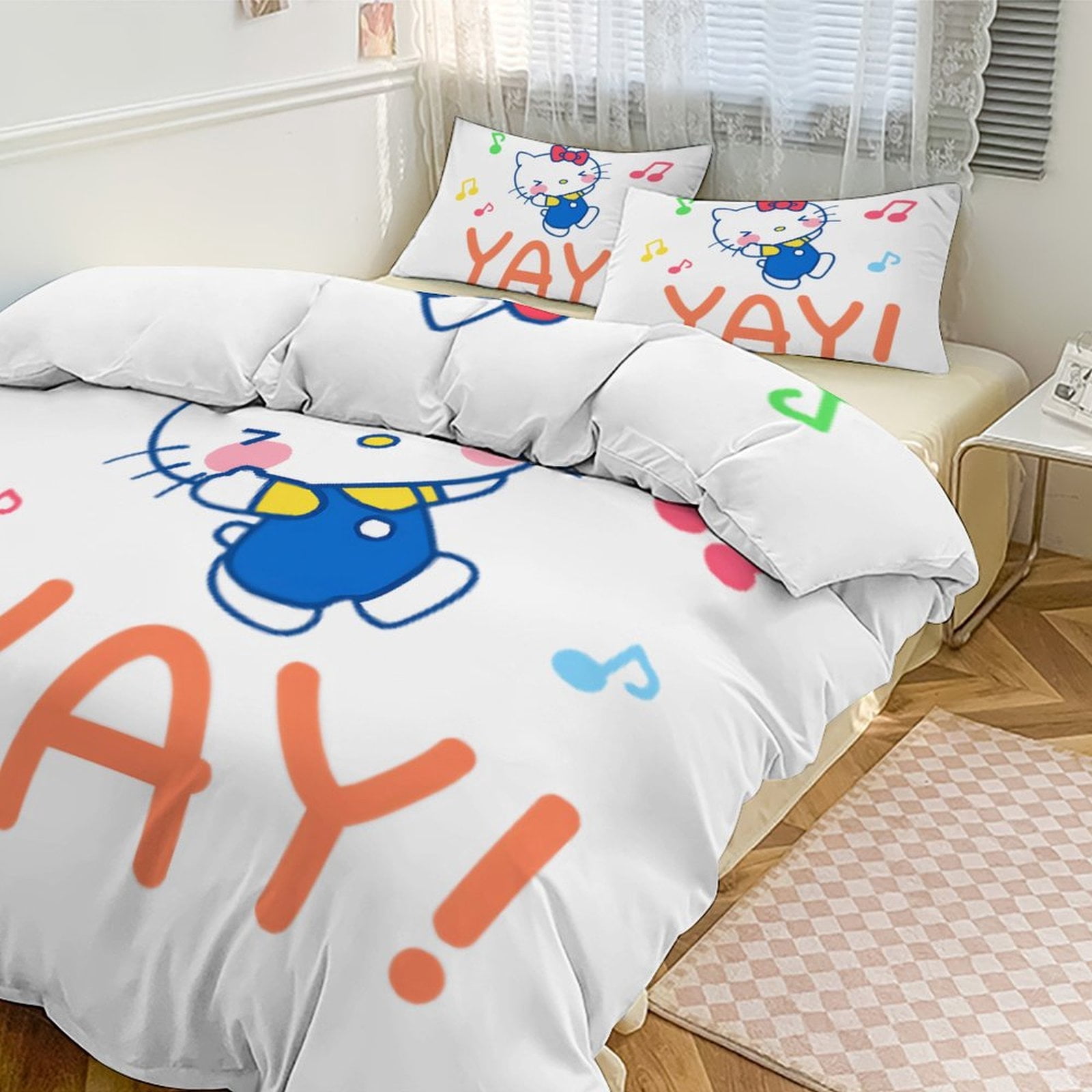 Hello Kitty Kids Bedding Set 3 Piece Set Cartoon Double-sided Printing ...