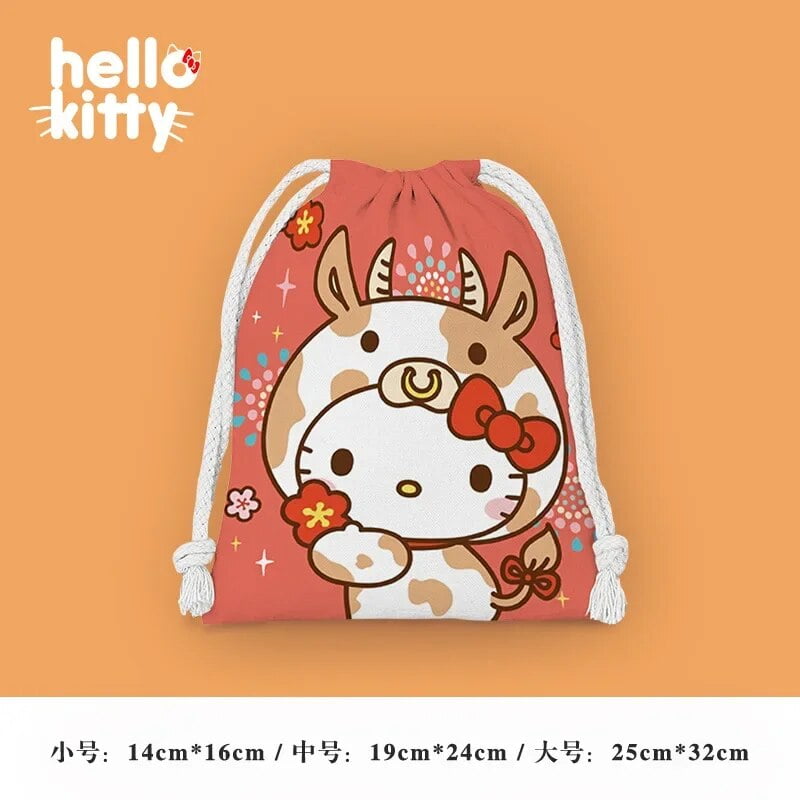 Hello Kitty Kulomi Melody Cartoon Drawstring Bag Sanrio Original Anime ...