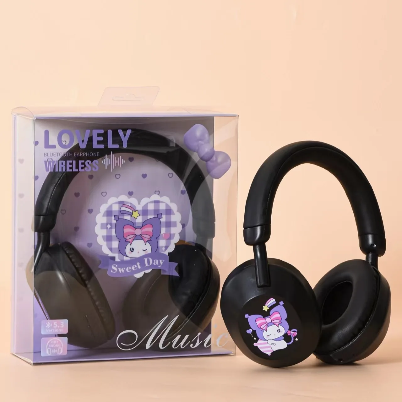 Hello Kitty Kuromi Cartoon Bluetooth Headphones Sanrio Wireless Sports ...