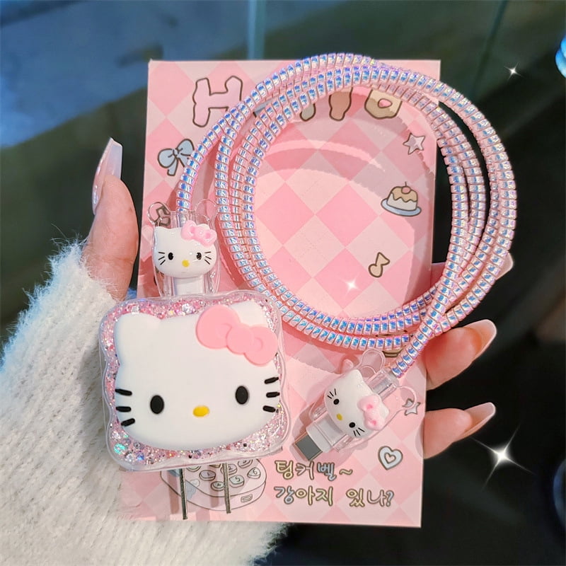 Hello Kitty Kuromi Charger Data Cable Case Protector And Winding Kit ...