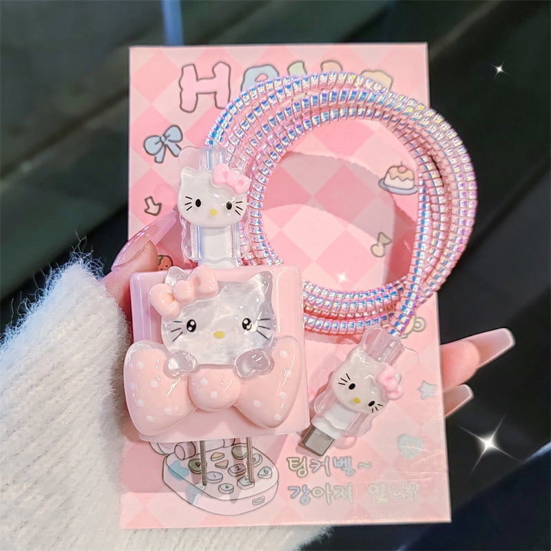 Hello Kitty Kuromi Charger Data Cable Case Protector And Winding Kit ...