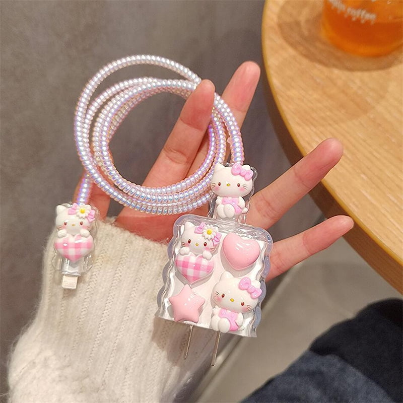 Hello Kitty Kuromi Charger Data Cable Case Protector And Winding Kit ...
