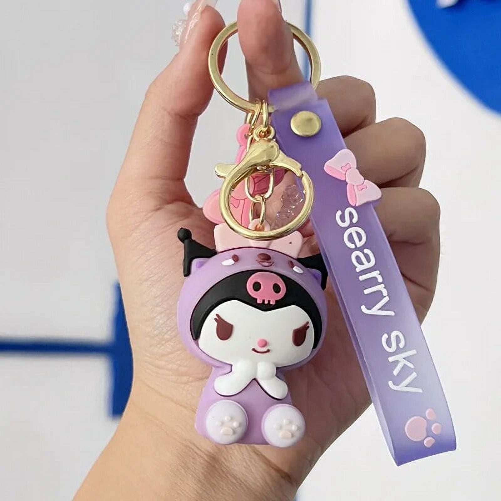 Hello Kitty Kuromi Cinnamoroll Donut Shape Kawaii Sanrio Key Chain PVC ...