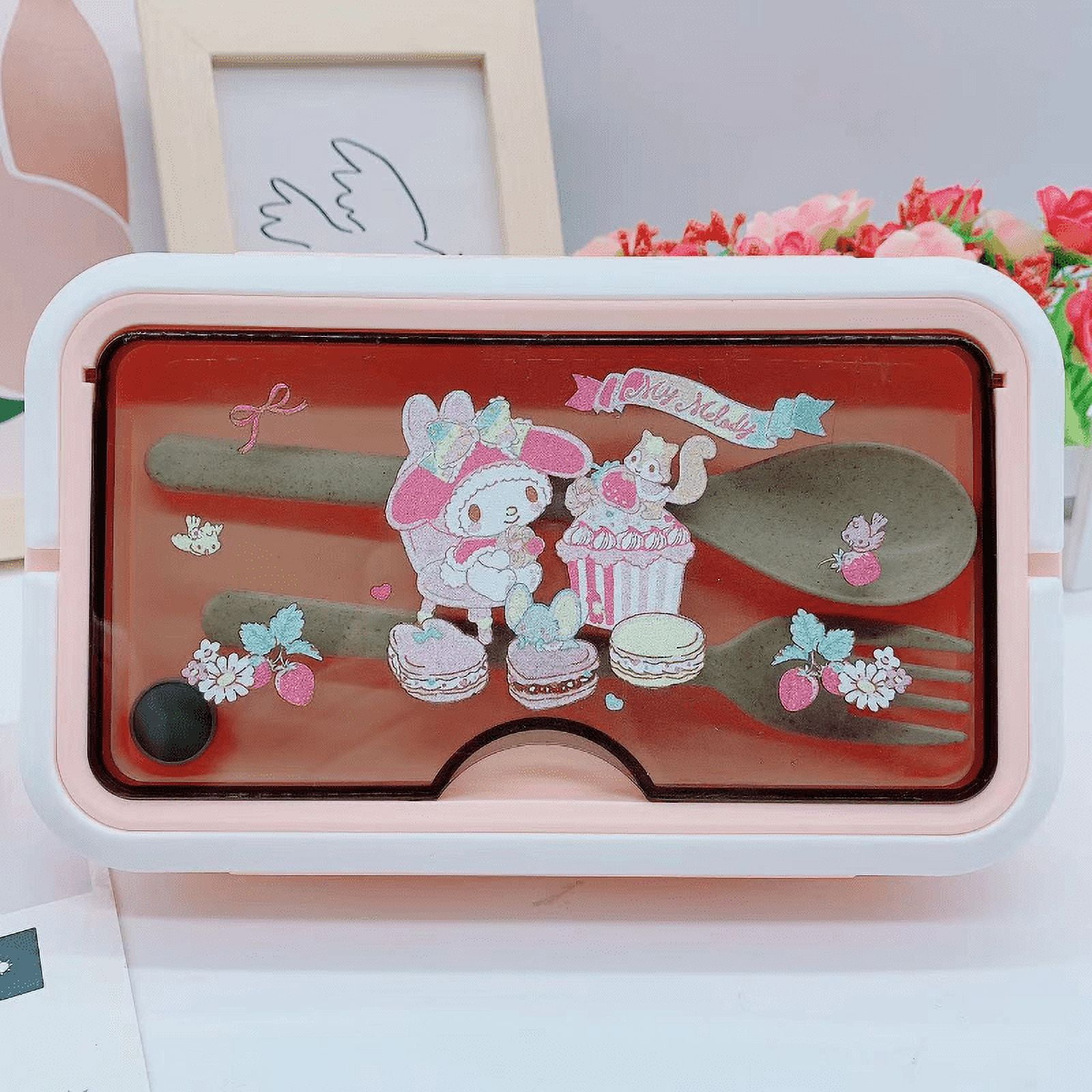 Hello Kitty Kuromi Melody Cinnamoroll Cartoon Plastic Lunch Box With ...