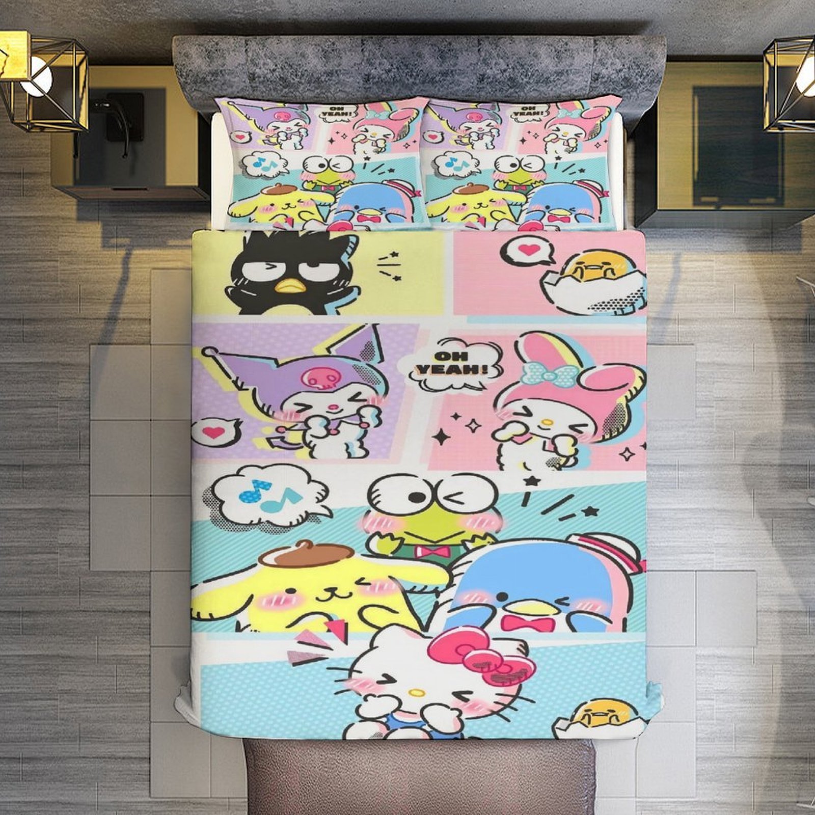 Hello Kitty Kuromi My Melody Cinnamoroll Queen Sheet Set for Kids and ...