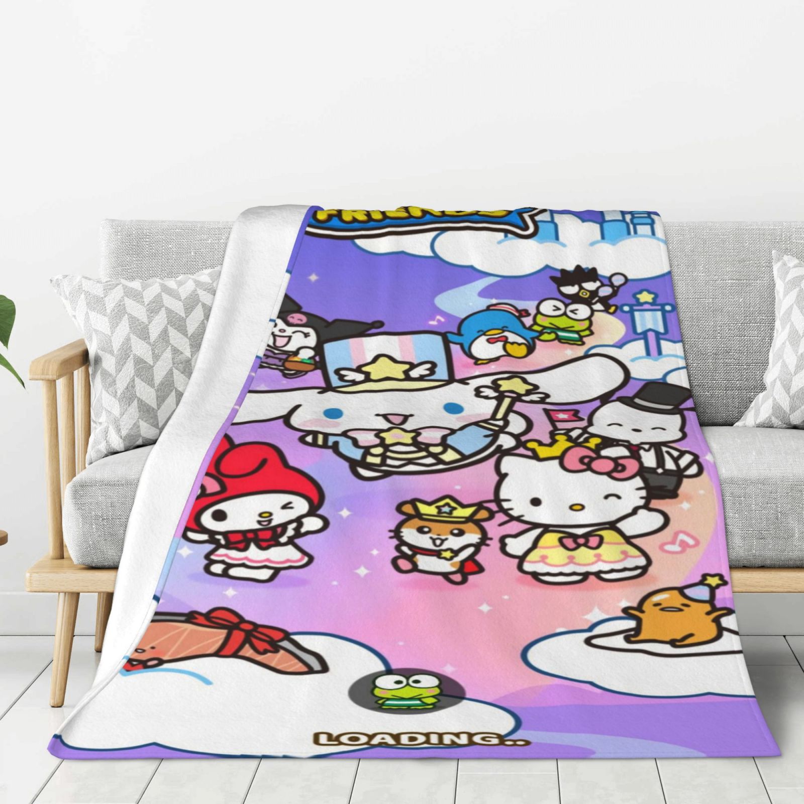 Hello Kitty Kuromi My Melody Cinnamoroll Throw Blanket for Couch ...