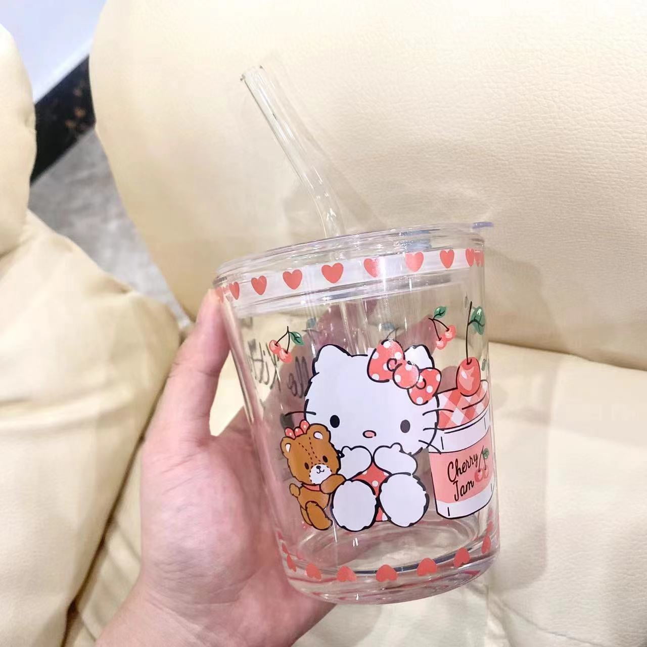 Hello Kitty Kuromi Melody Cute Cartoon Kids Cup Little Girl Glass Milk ...