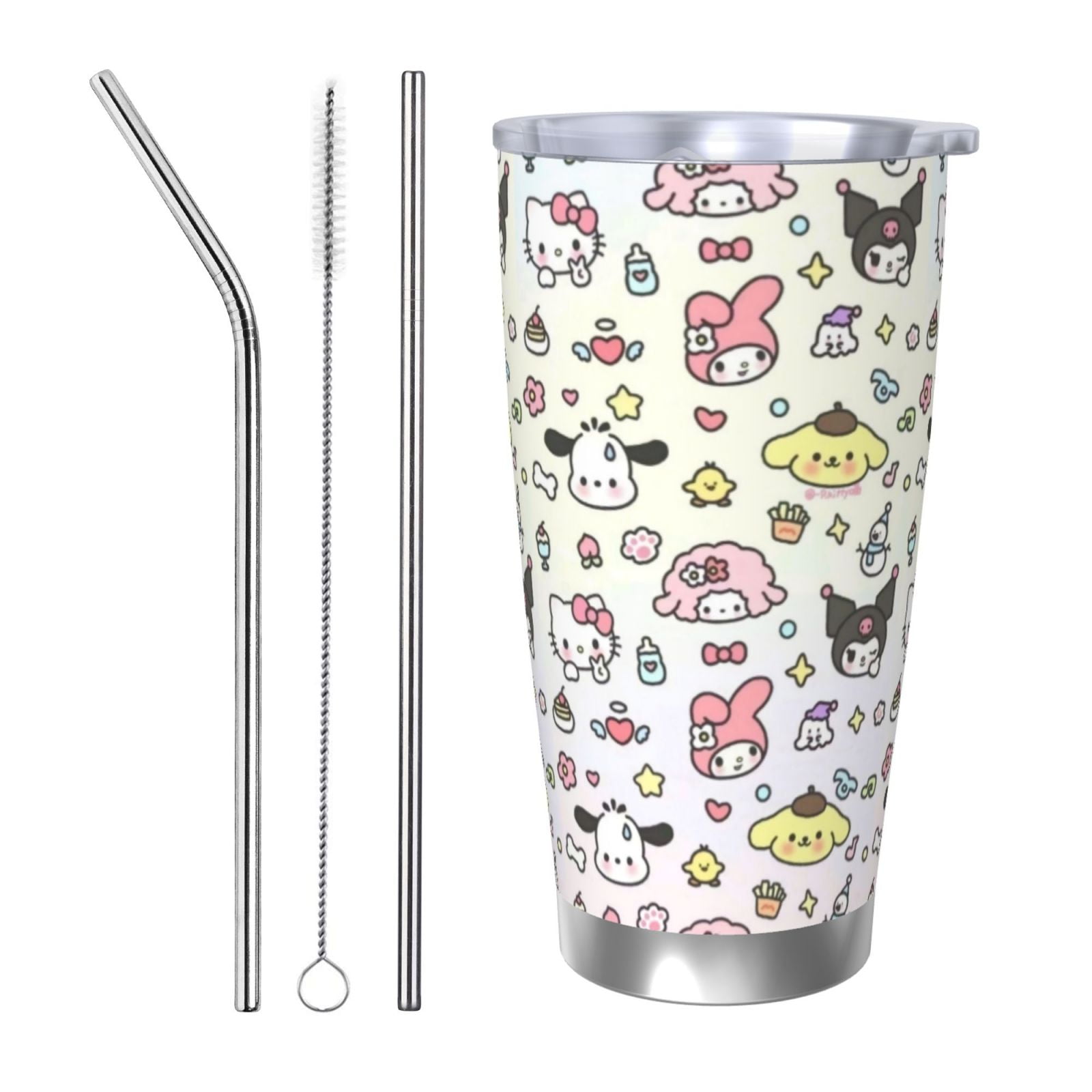 Hello Kitty And Kuromi Melody Kids Water Bottle with Straw Lid,Insulated Stainless Steel ...