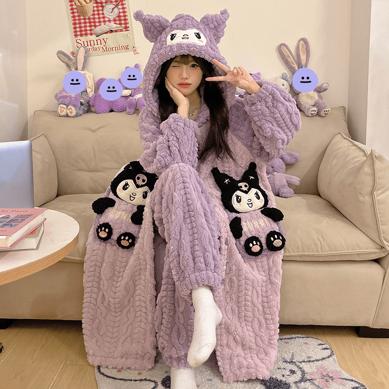 Hello Kitty Kuromi My Melody Pochacco Winter Coral Fleece Flannel ...