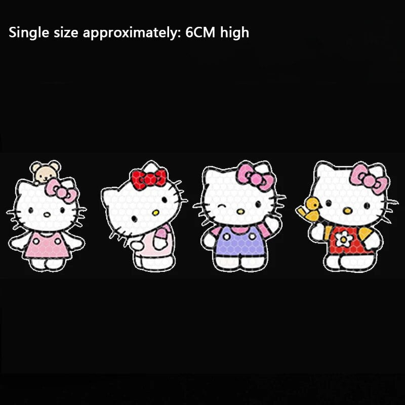 Hello Kitty Kuromi Reflective Car Door Motorcycle Decoration Sticker ...