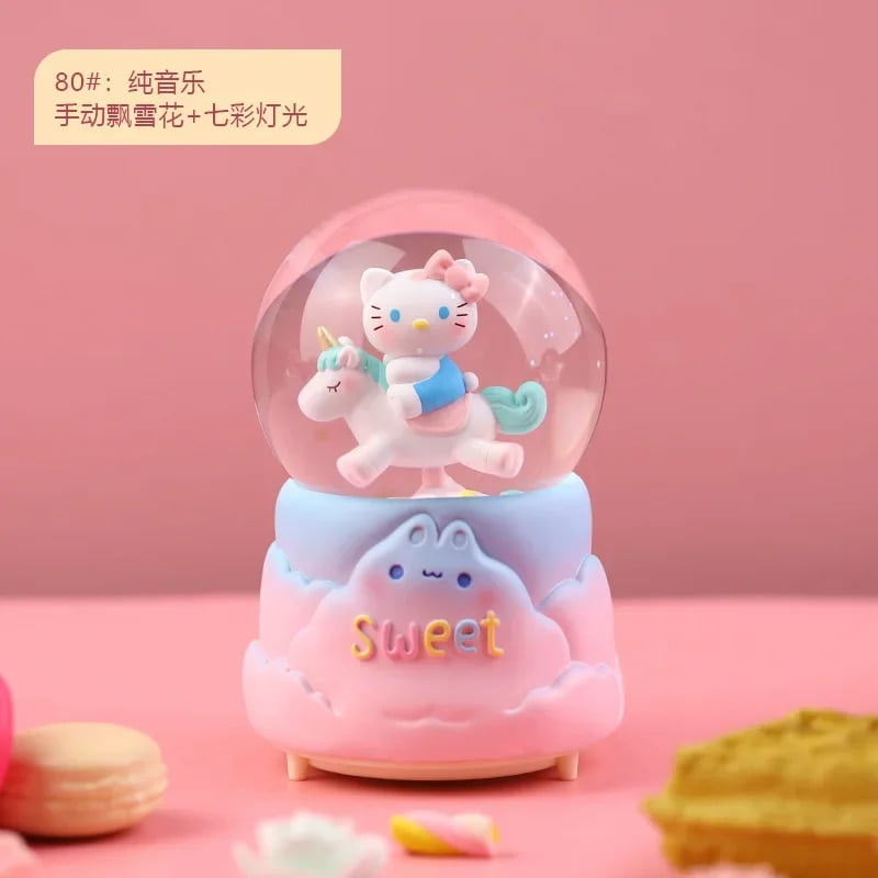 Hello Kitty Kuromi Sanrio Anime Cartoon Cute Crystal Ball Music Box ...