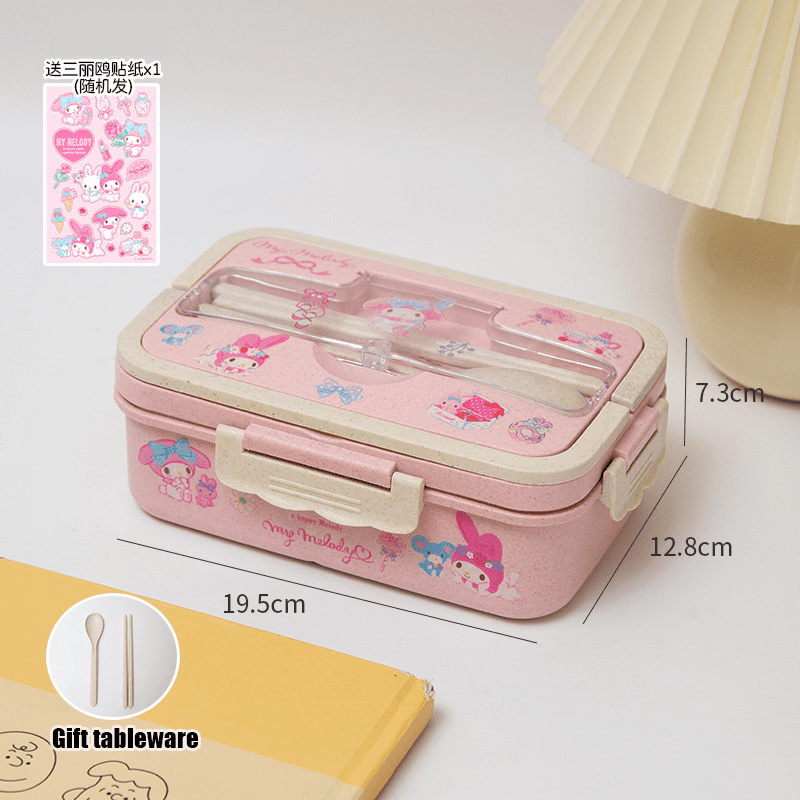 Hello Kitty Kuromi cute cartoon student lunch box wheat straw office ...