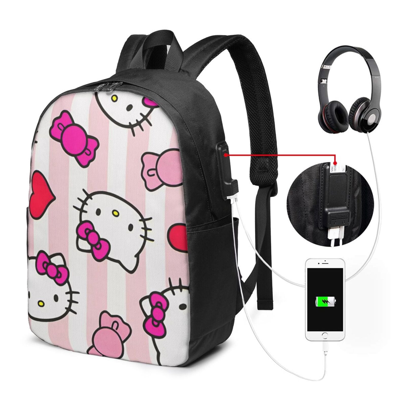 Hello Kitty Large Capacity School & Travel Backpack For Men Women, 17 ...
