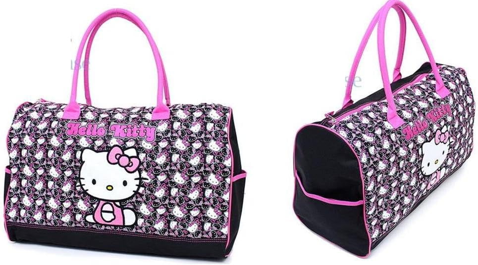 Hello Kitty Large Duffle Bag, Black and White Faces Print, Travel Gym ...