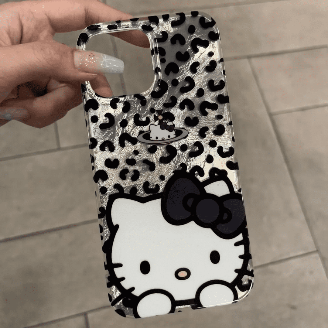 Hello Kitty Leopard Print Diamond Bow Phone Case For iPhone 16 15 14 13 12 11 Pro Max XR XS MAX ...