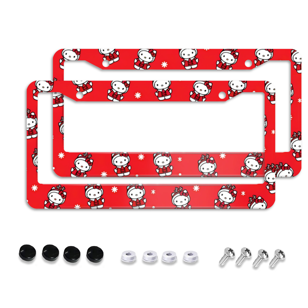 Hello Kitty License Plate Frame (2 Pieces) Cute Cartoon Metal Label ...