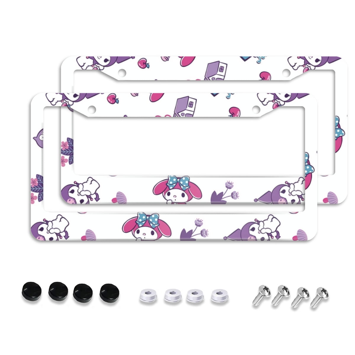 Hello Kitty License Plate Frame (2 Pieces) Cute Cartoon Metal Label ...